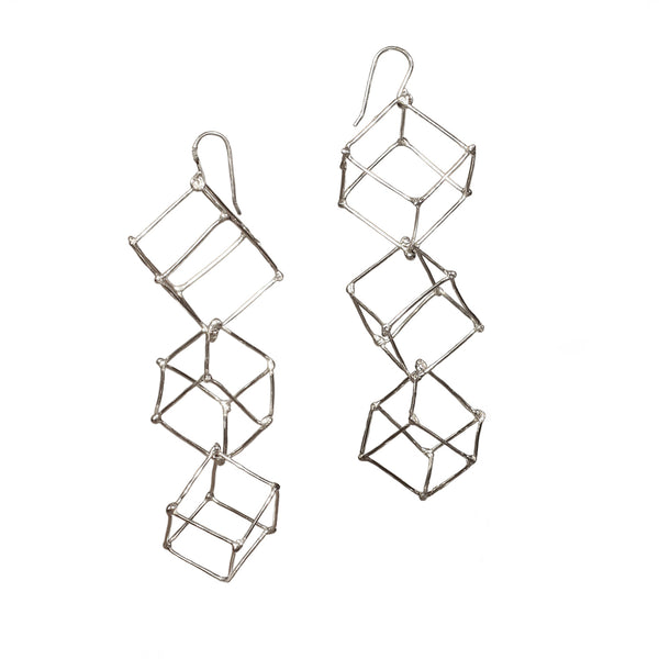 ludviks - CUBE - SILVER - CU003 3 Cube Earrings